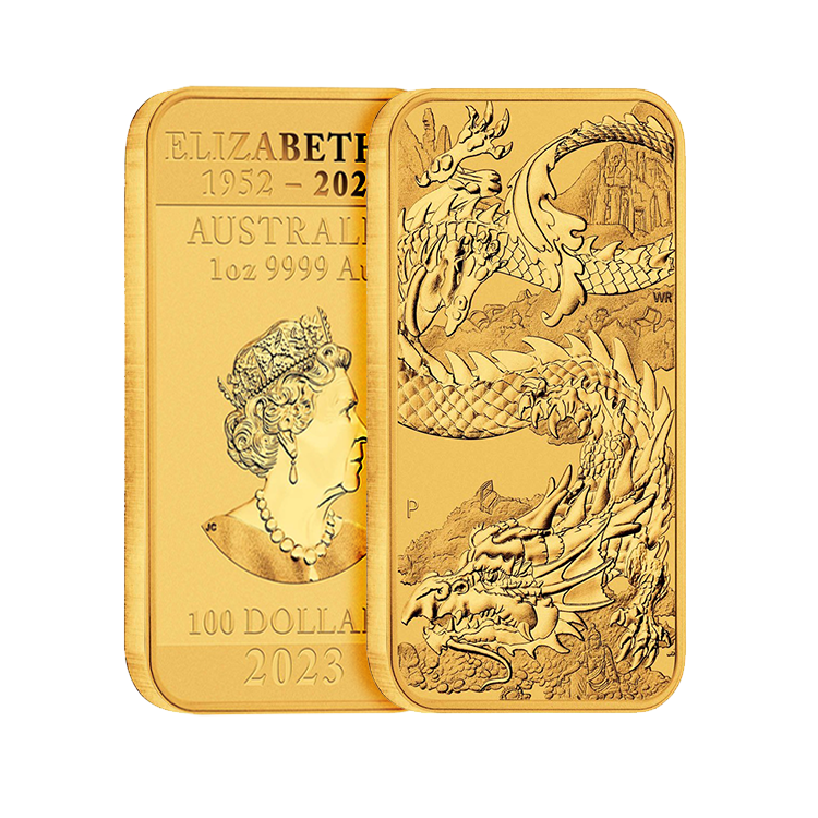 1 troy ounce gouden muntbaar Rectangular Dragon 2023